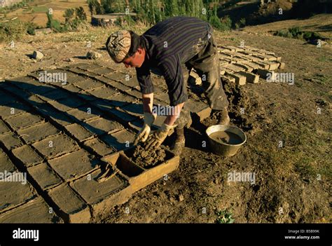 Man Making Clay Bricks For His House Kurdistan Anatolia Turkey Minor Eurasia Stock Photo Alamy