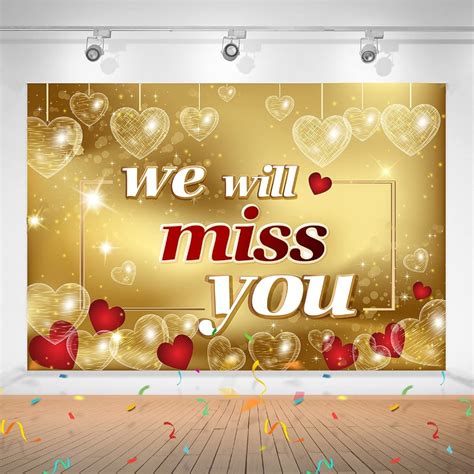 Gold We Will Miss You Photography Backdrop Red Gold We Will Miss You