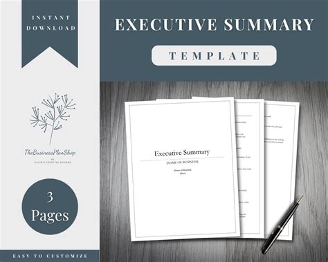 Executive Summary Template Guide Etsy
