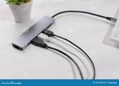 USB Hub With Cables Multi Plug Connection Lifestyle Stock Photo Image Of Cable Outlet