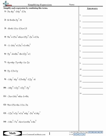49 Simplifying Algebraic Expressions Worksheet Answers