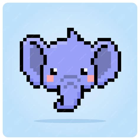 Premium Vector Elephant Head In 8 Bit Pixel Art Animals For Game