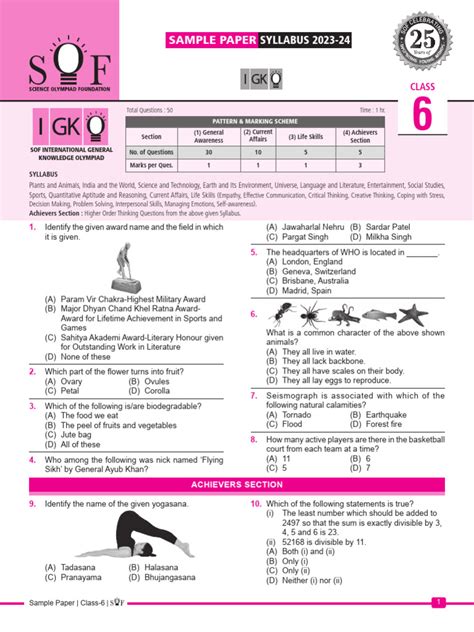 Igko Sample Paper Class 6 Pdf