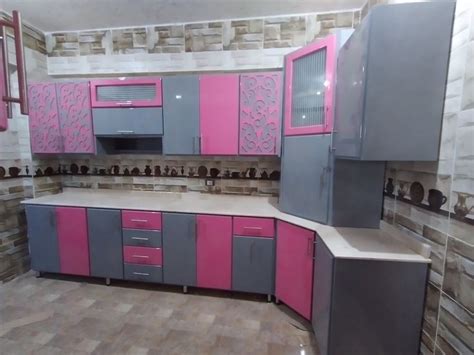 Pink And Grey Kitchen Cabinets