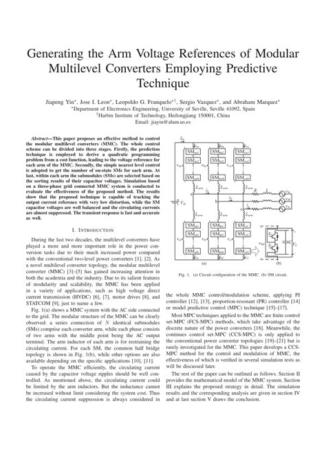 Pdf Generating The Arm Voltage References Of Modular Multilevel