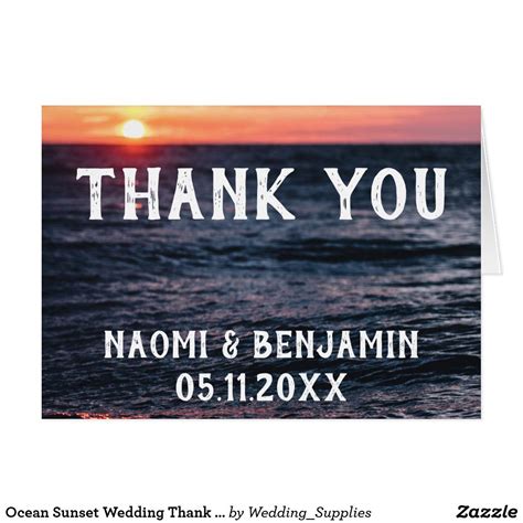 Customizable Ocean Sunset Wedding Thank You Cards