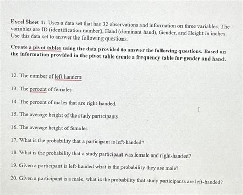 Solved Excel Sheet 1 Uses A Data Set That Has 32 Chegg Com
