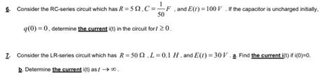 Solved Consider The RC Series Circuit Which Has Chegg Com