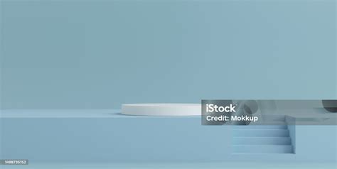 제품 연단 파란색 연단 파란색 계단 배경 3d 일러스트레이션 0명에 대한 스톡 사진 및 기타 이미지 0명 3차원 형태 강단 Istock