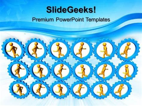Running Persons In Group Gearwheels PowerPoint Templates And PowerPoint Themes