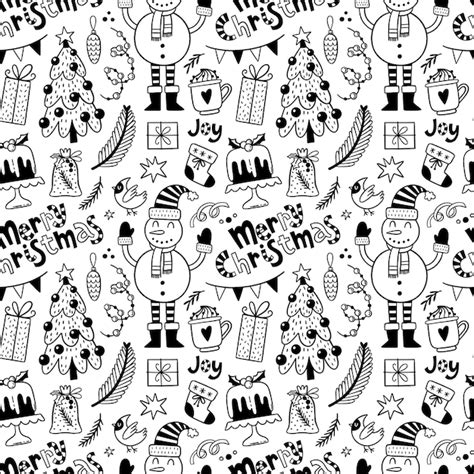 Premium Vector Christmas Seamless Pattern With Traditional Holiday Symbols Vector Texture In