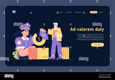 Customs Tariffs Concept An Officer Inspects Goods As A Businessman Calculates Ad Valorem Duty