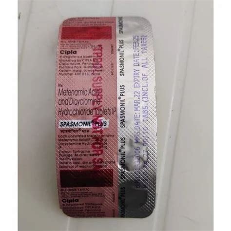 Dicyclomine Mefenamic Acid Spasmonil Plus Tablet 100 Mg At Best Price In Ajmer