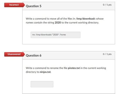 solved incorrect 0 1 pts question 11 write a command that