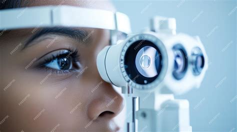 Eye Examination A Closeup View Of A Woman Undergoing An Eye Test Premium Ai Generated Image