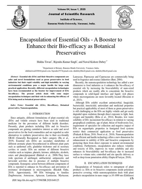 Encapsulation Of Essential Oils Pdf Liposome Antimicrobial