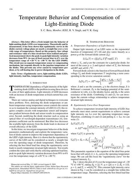Pdf Temperature Behavior And Compensation Of Light Emitting Diode