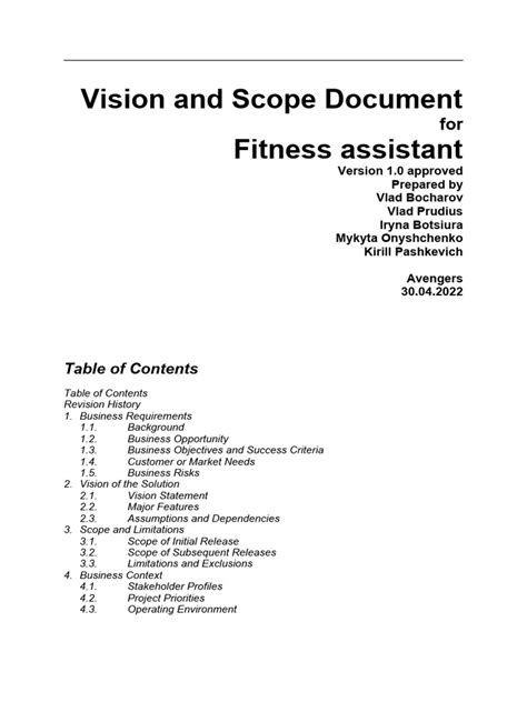 Vision And Scope Document Pdf
