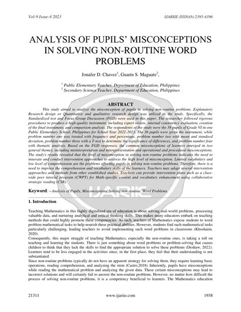 Pdf Analysis Of Pupils Misconceptions In Solving Non Routine Word