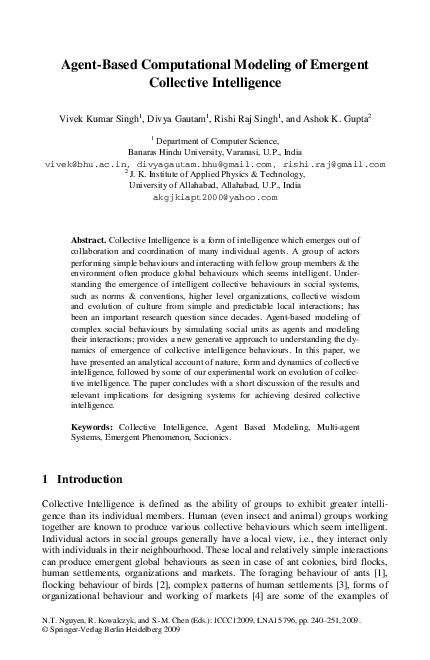 Pdf Agent Based Computational Modeling Of Emergent Collective