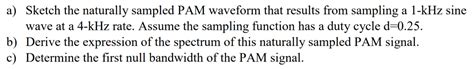 Solved A Sketch The Naturally Sampled Pam Waveform That