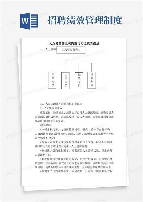 人力资源部岗位设置、岗位职责及绩效考核方案word模板下载编号lexwxwed熊猫办公