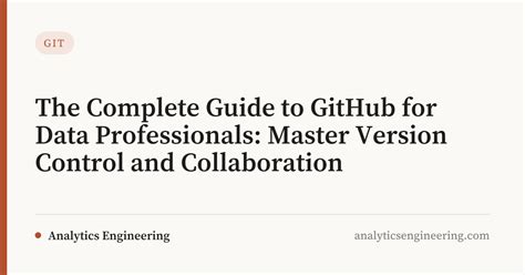 Github For Data Professionals Master Version Control · Analytics