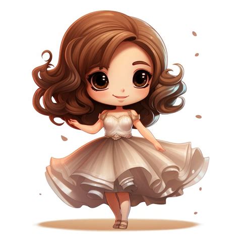 Premium Photo Chibi Cartoon Ballroom Dancer Brown Hair Brown Eyes Glasses
