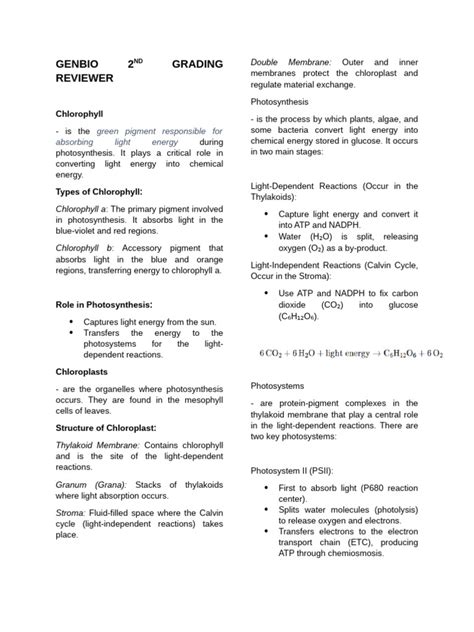 Genbio 2nd Grading Reviewer Pdf Cellular Respiration Adenosine Triphosphate