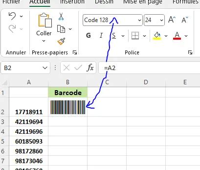 Création d un code barre sur Excel Excel Forum Formule Excel