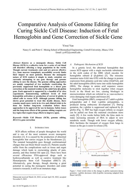 Pdf Comparative Analysis Of Genome Editing For Curing Sickle Cell