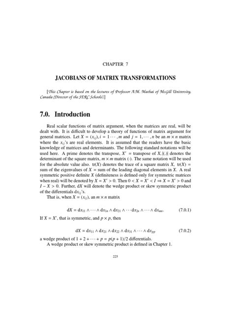 jacobians of matrix transformations pdf pdf matrix mathematics determinant
