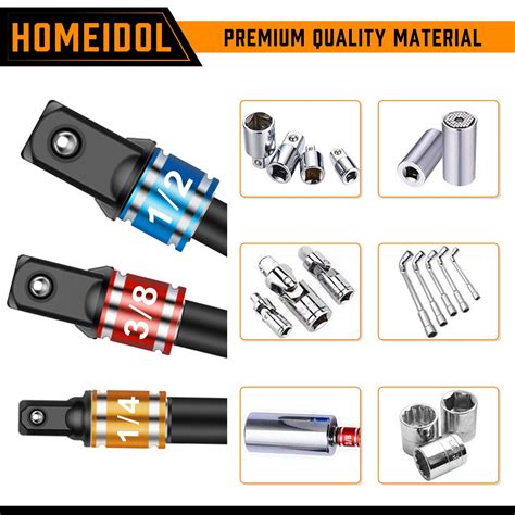 Snapklik Com HOMEIDOL 3 Piece 6 Inch Hex Shank Impact Grade Power Socket Adapter Set Turns