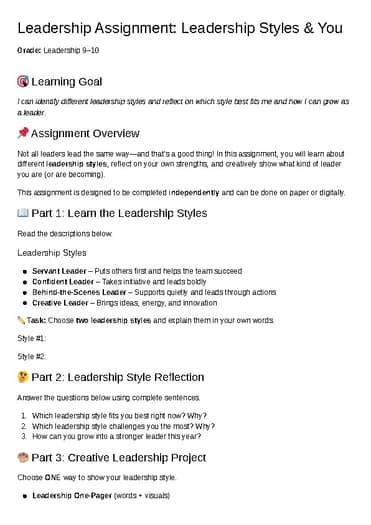 Leadership Sub Plans Leadership Styles Assignment For Leadership 910