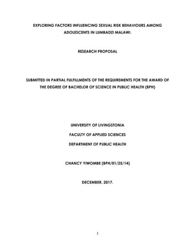 Sexual Risk Behaviours Proposal