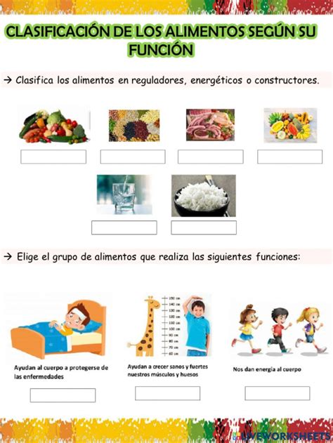 Alimentos Según Free Interactive Worksheets 3355100