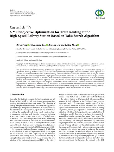 Pdf A Multiobjective Optimization For Train Routing At The High Speed
