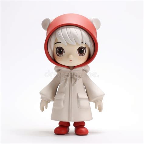 Sofia A Kawaii Vinyl Toy With A Red Coat And White Hair Stock Illustration Illustration Of