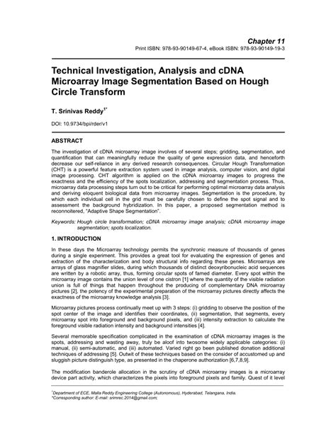 Pdf Technical Investigation Analysis And Cdna Microarray Image Segmentation Based On Hough