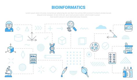 Premium Vector Bioinformatics Concept With Icon Set Template Banner With Modern Blue Color Style