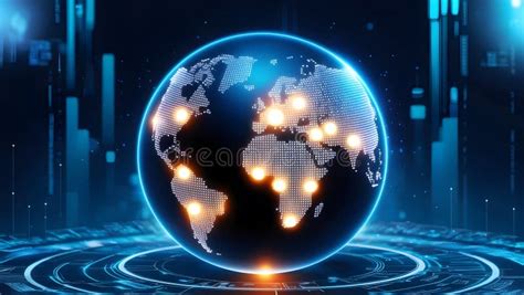A Futuristic Digital Globe And World Map With Communications And Network Technology Concept