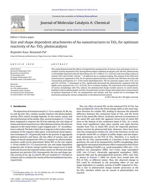 Pdf Size And Shape Dependent Attachments Of Au Nanostructures To Tio2