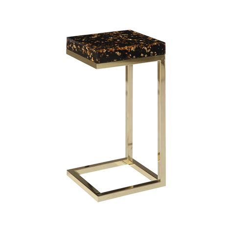 Captured End Table Gold Flake Plated Brass Base Merge Home