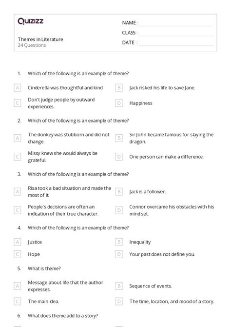 50 Themes Worksheets For 6th Year On Quizizz Free And Printable