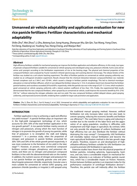 Pdf Unmanned Air Vehicle Adaptability And Application Evaluation For New Rice Panicle