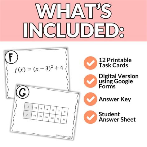 Identifying Linear Quadratic And Exponential Functions Task Cards Algebra 1