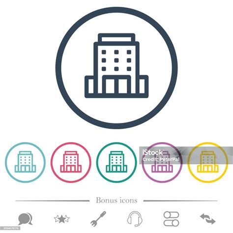 Office Building Outline Flat Color Icons In Round Outlines Stock Illustration Download Image