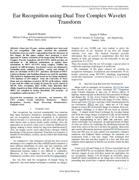 Pdf Ear Recognition Using Dual Tree Complex Wavelet Transform