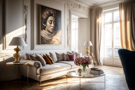 Generative Ai Illustration Of Glamour Modern Style Interior Design Stock Illustration