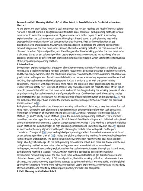 Research On Path Planning Method Of Coal Mine Robot To Avoid Obstacle In Gas Distribution Area
